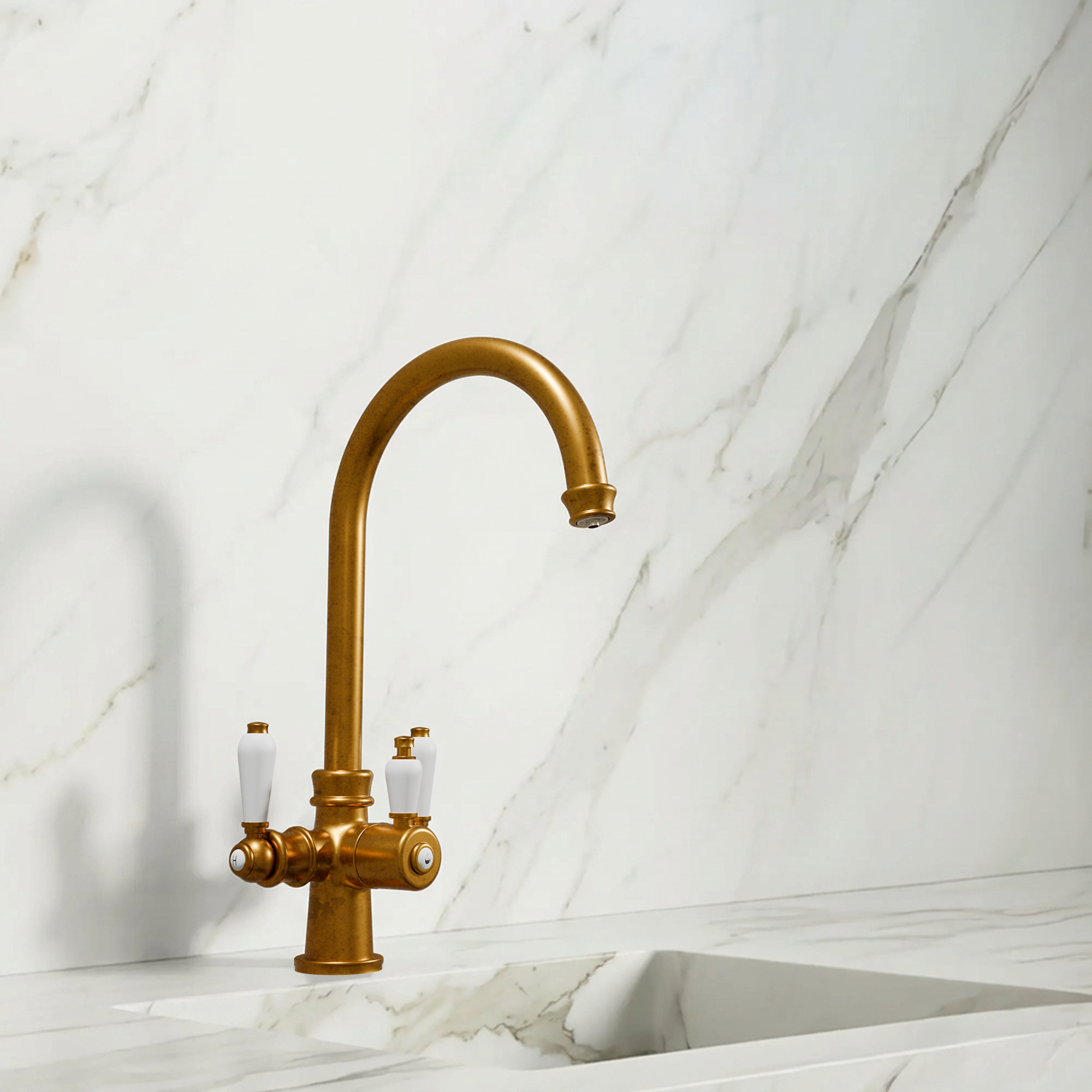 Fohen Holden Cruciform 3-in-1 Aged Brass | Luxury Kitchen...